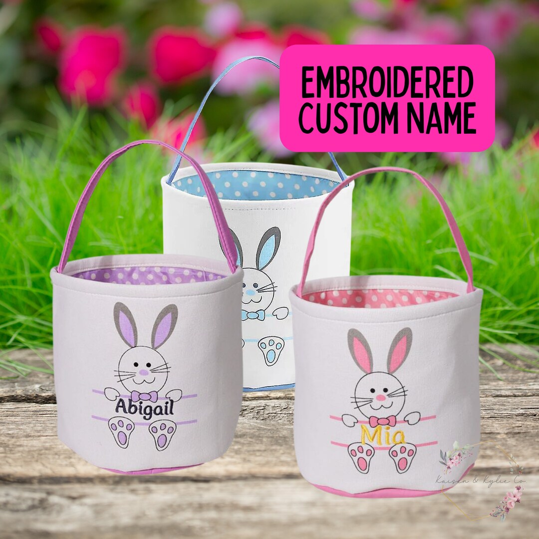 Embroidered Name Easter Basket Custom Name Easter Baskets With Name ...