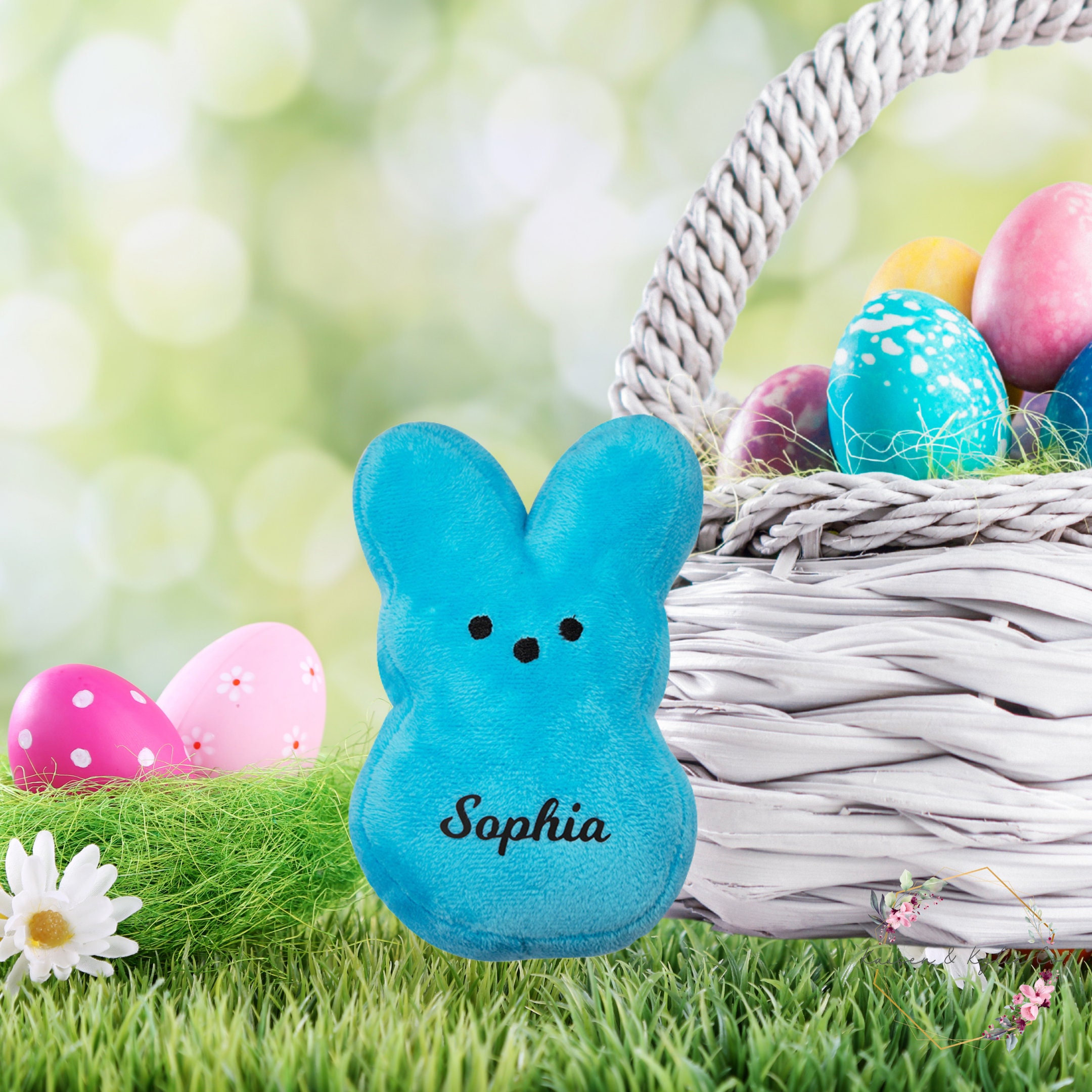 Personalized Peep Bunny Plush With Name Easter Peeps Bunny Plush Custom Peeps Bunny Easter ...