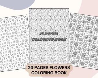 Coloring Book Flowers NURIE 20 Pages Flowers Coloring Book for Adults ...