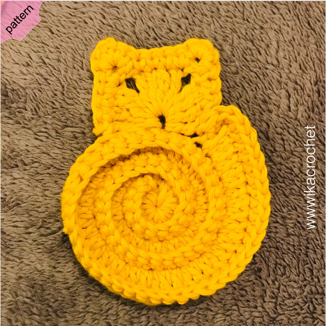 Swirly Cat Coaster Crochet Pattern Small Asymmetrical Cat Pattern - Etsy