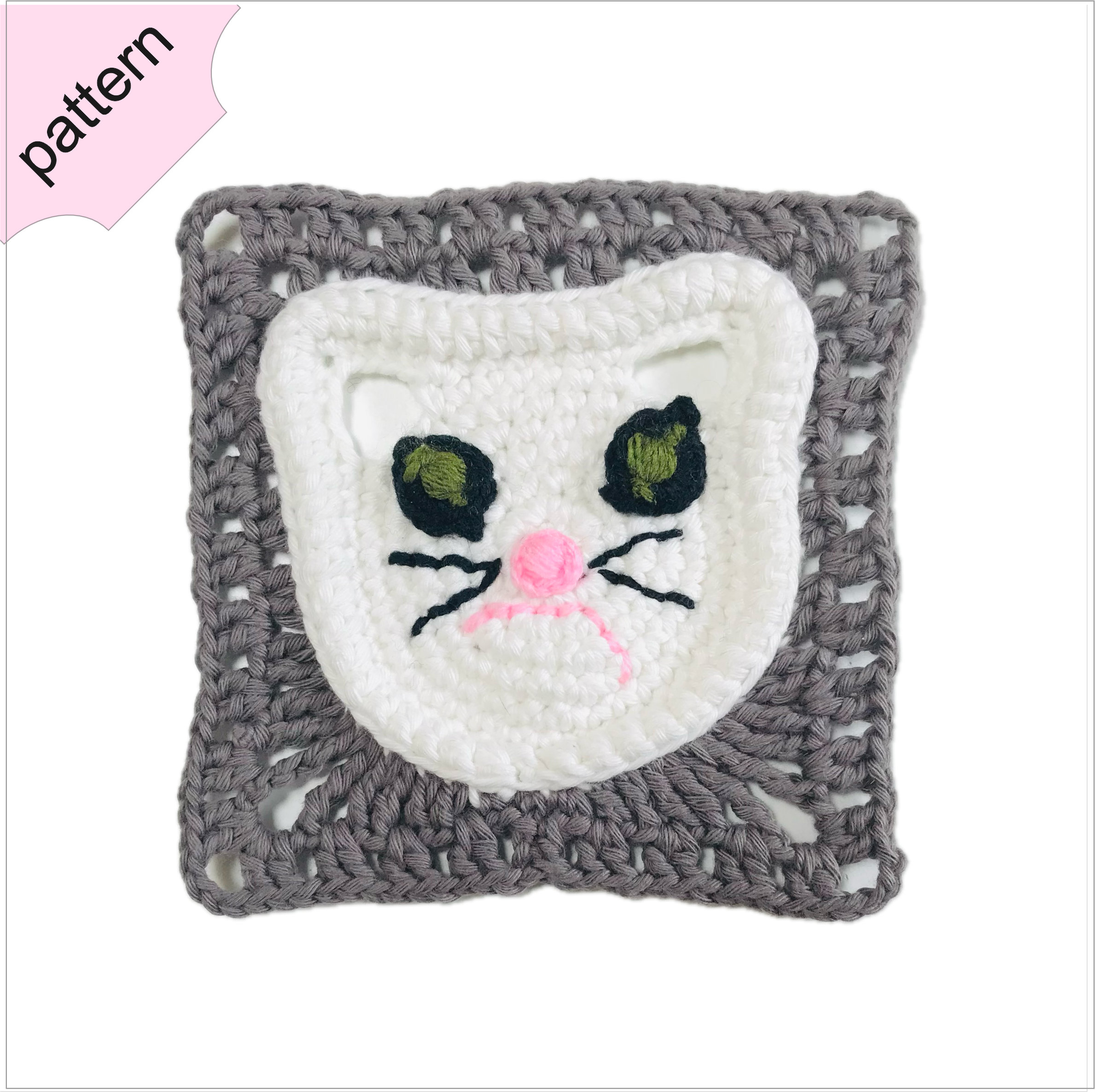 Angry Cat Granny Coaster Crochet Pattern Small Cat Pattern - Etsy