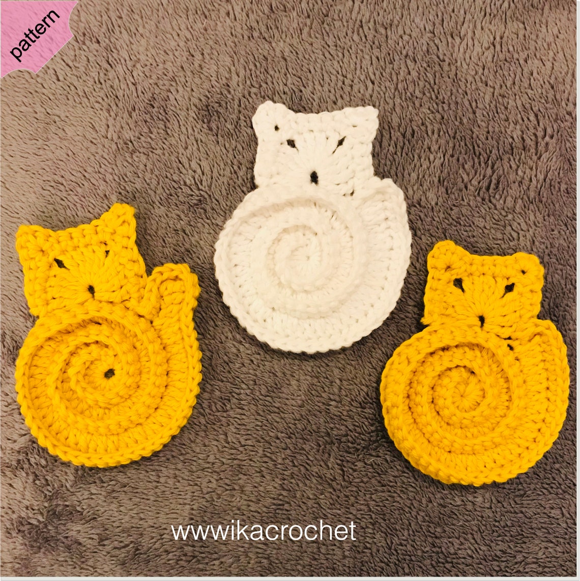 Swirly Cat Coaster Crochet Pattern Small Asymmetrical Cat Pattern - Etsy
