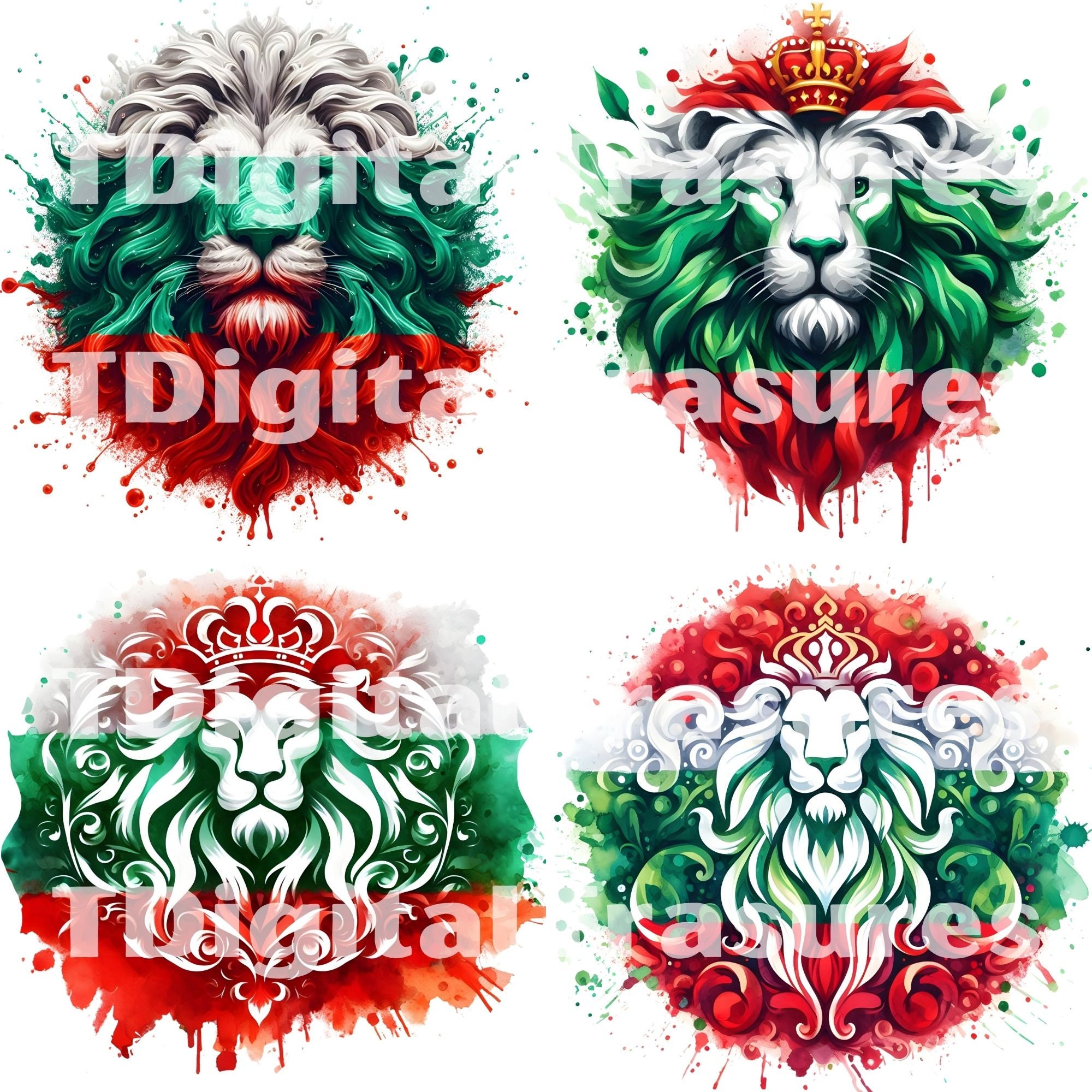 Bulgarian Lion Clipart,bulgarian Lion Bundle,bulgarian Watercolor Lion ...