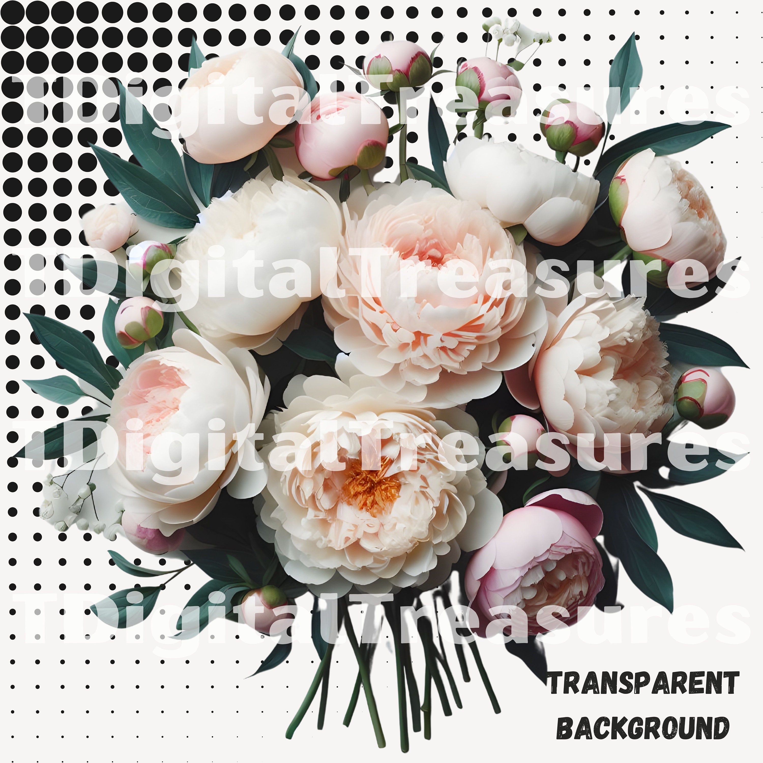 Peonies Clipart Bundle,watercolor Pink and White Peonies,peony Buqet ...