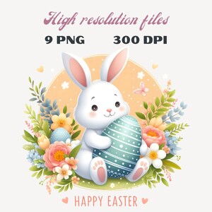 Easter Bunny Clipart Bundle,watercolor Easter Clipart,easter Design ...