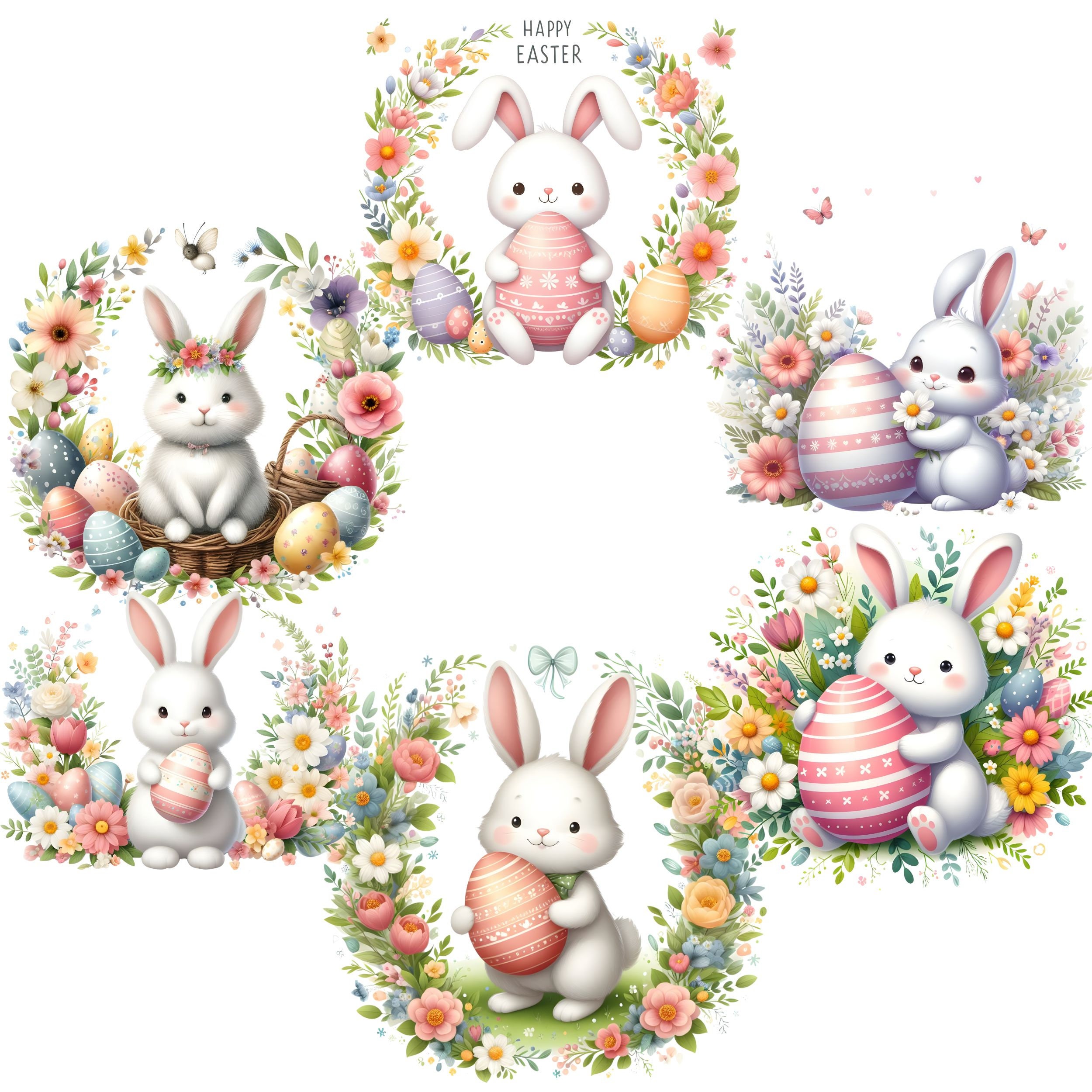 Easter Bunny Clipart Bundle,watercolor Easter Clipart,easter Design ...
