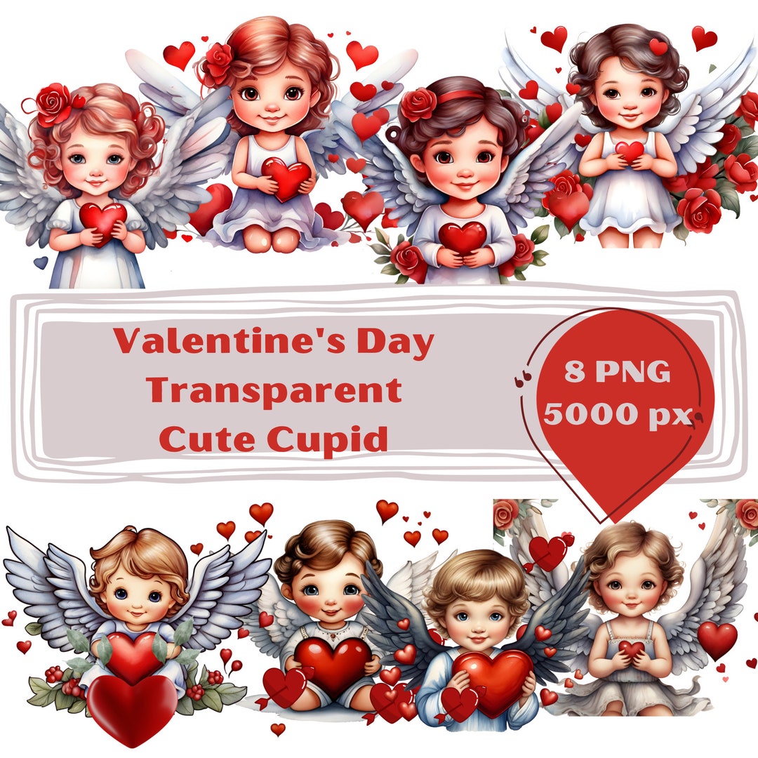 Valentine Cute Cupid, Clipart Bundle, Watercolor Cute Cupid, Valentines ...