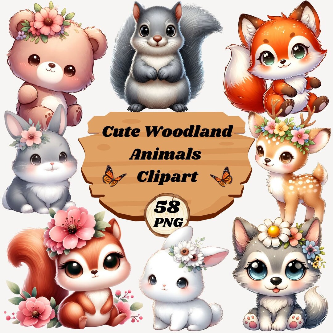 Cute Woodland Animals Clipart,baby Woodland Animals,woodland Png,forest ...