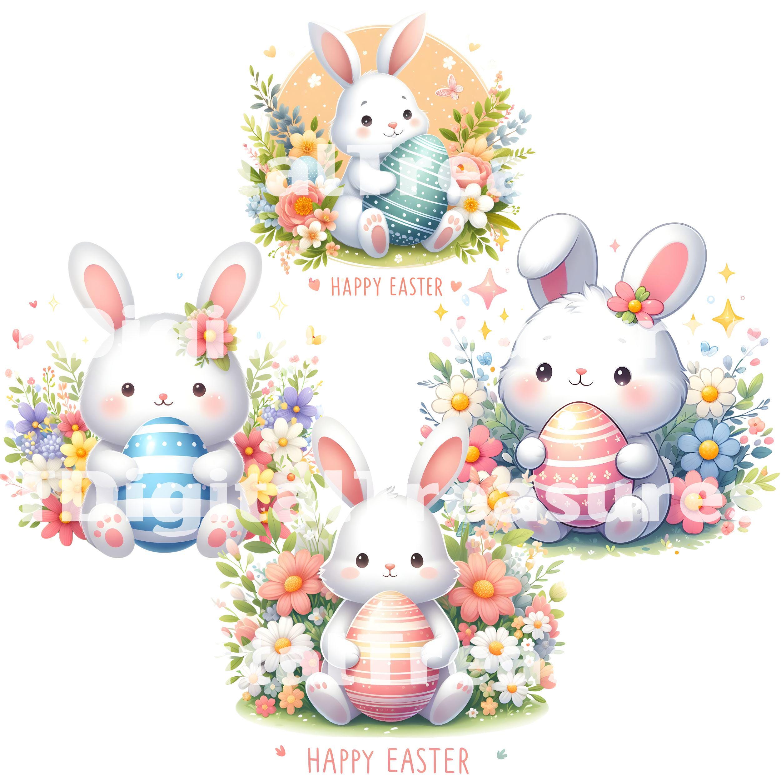Easter Bunny Clipart Bundle,watercolor Easter Clipart,easter Design ...