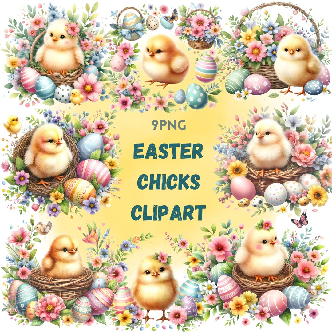 Easter Chick Clipart Bundle,easter PNG Clipart,easter Design,chick ...