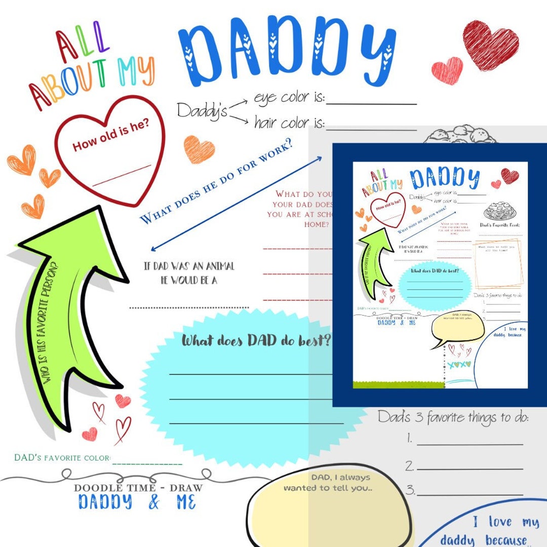 Fathers Day Kids Activity Printable - All About My Daddy - Gift for Dad ...