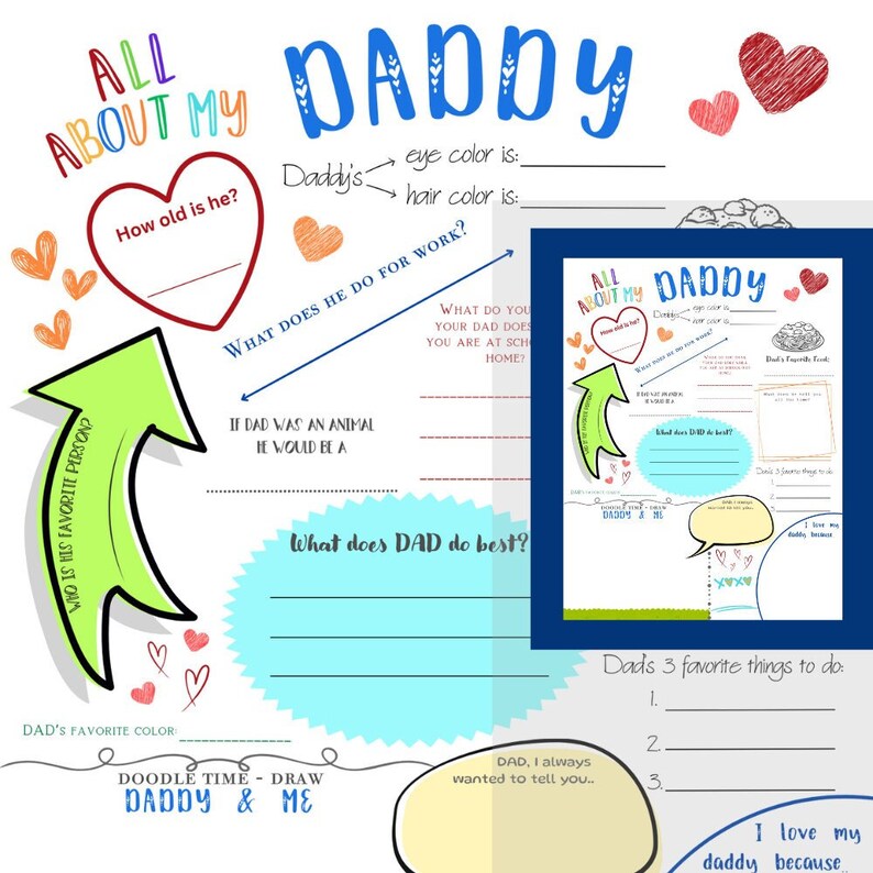 Fathers Day Kids Activity Printable - All About My Daddy - Gift for Dad ...