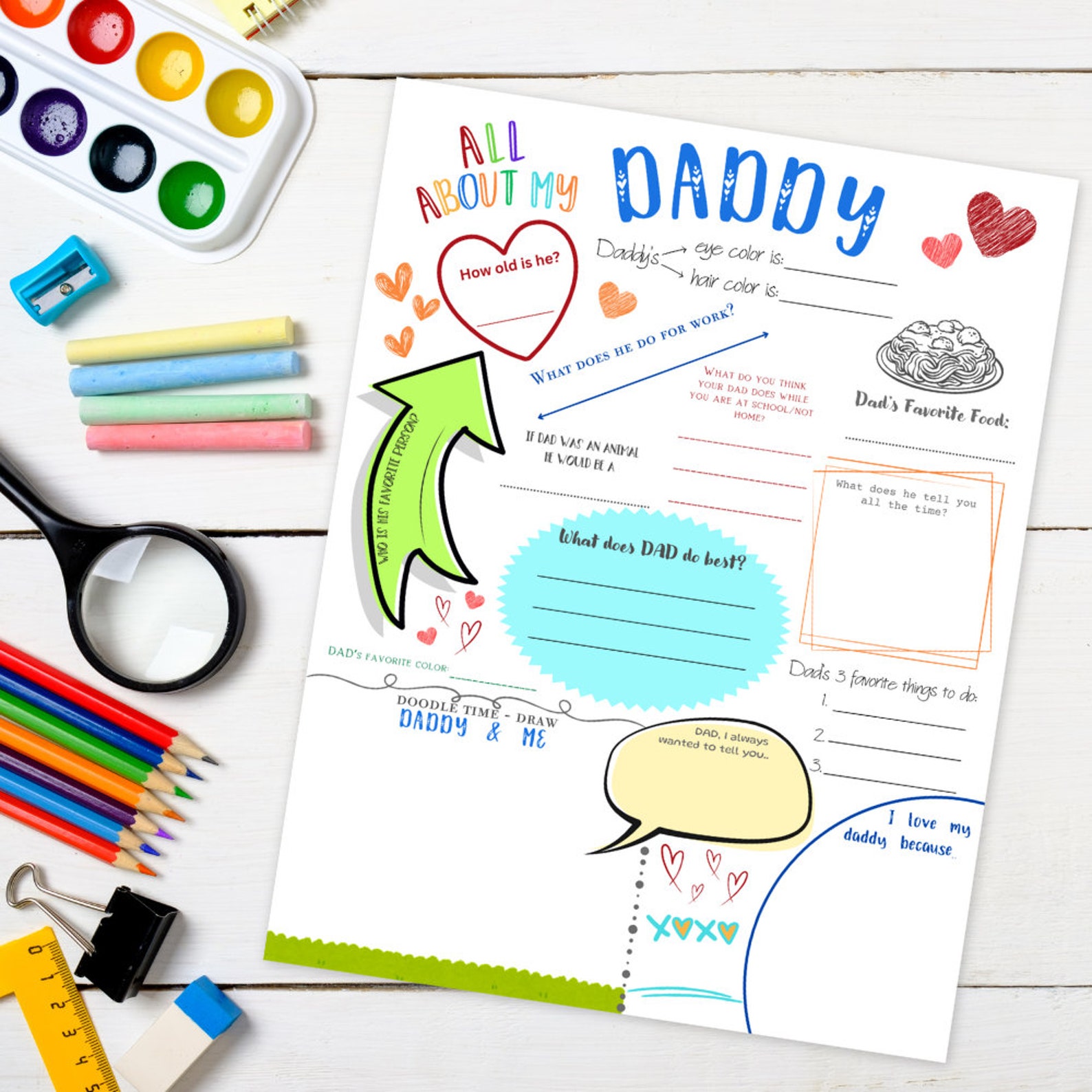 Printable All About My Daddy - All About My Grandpa - Fathers Day Gift ...