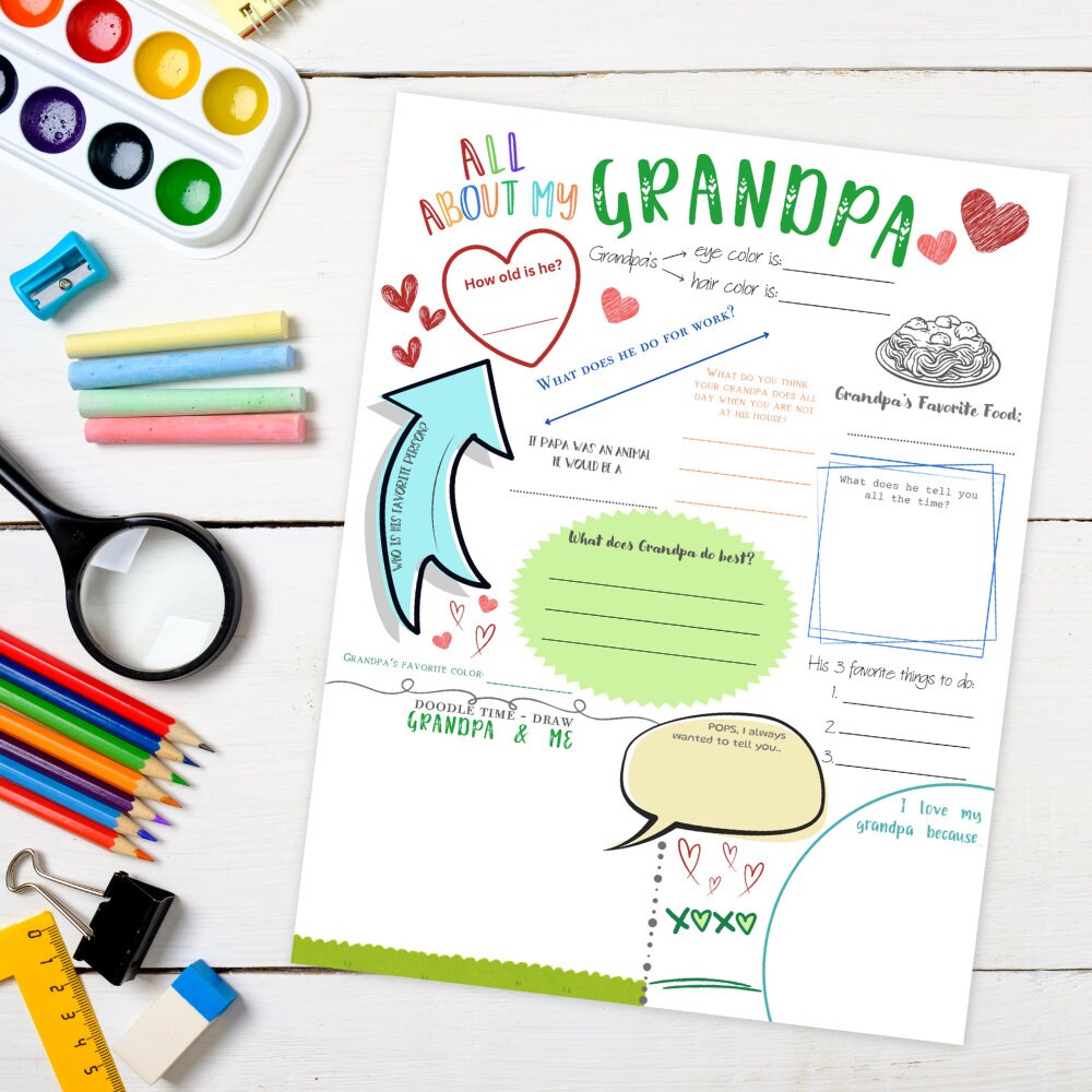 Printable All About My Daddy - All About My Grandpa - Fathers Day Gift ...