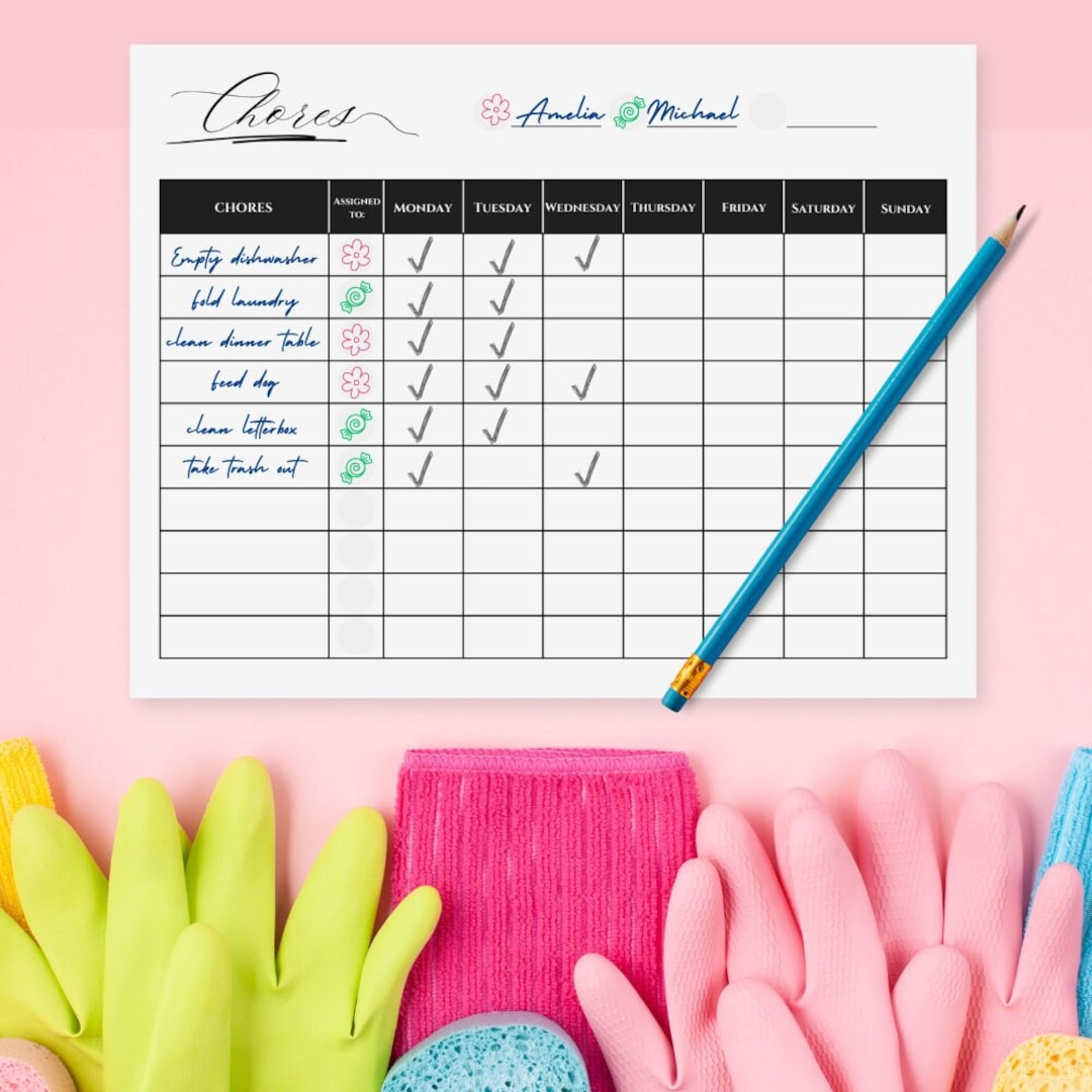 Printable Minimalist Chore Chart | Black and White Checklist | Family ...