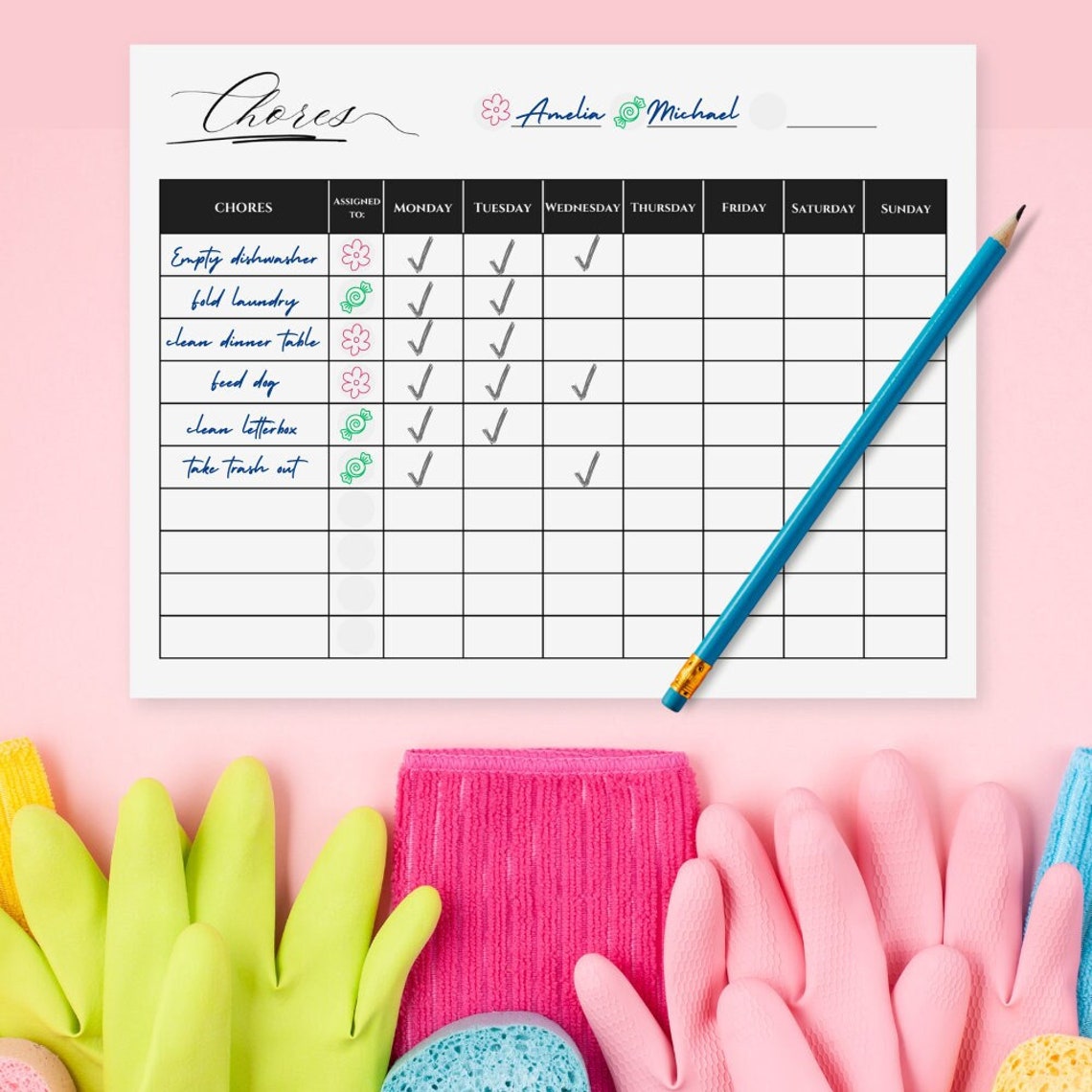 Minimalist Chore Chart | Family Home Organization | Kids Organization ...