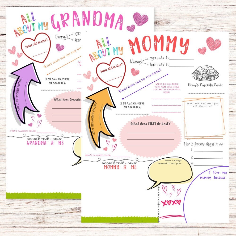 Grandma & Mommy Fill-in Sheet – Mother's Day Activity (digital Download ...