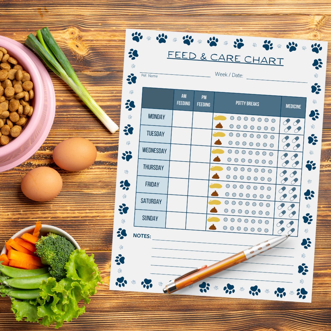 Printable Weekly Puppy Dog Schedule Kids Chore Chart for Dog Blue Paws ...