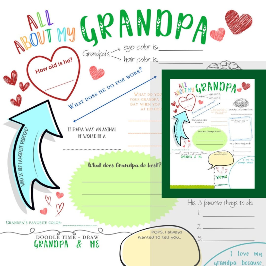 All About My Grandpa - Kids Activity Printable Fathers Day - Gift for ...
