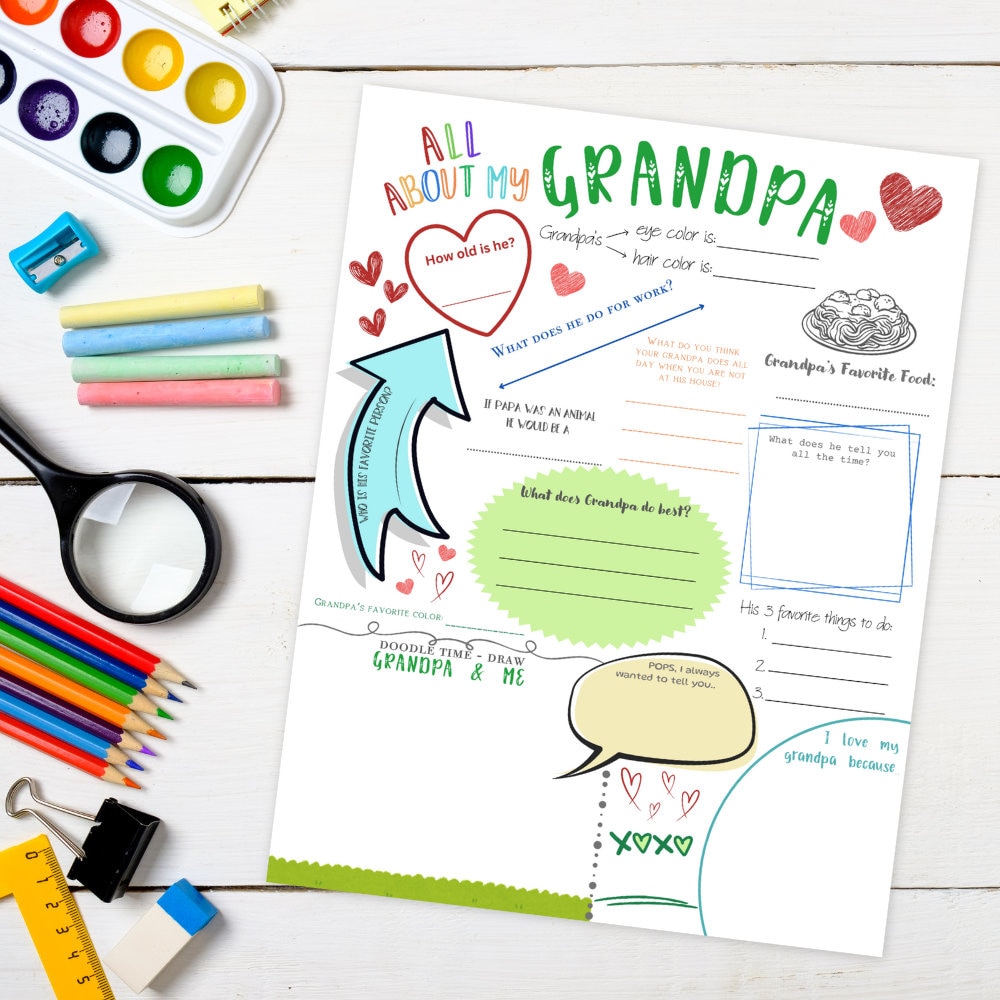Grandpa Activity Sheet – Kids Printable Father's Day Gift (PDF ...