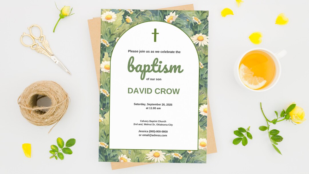 Digital Baptism Invitation Template: Create, Edit, Print With Canva ...