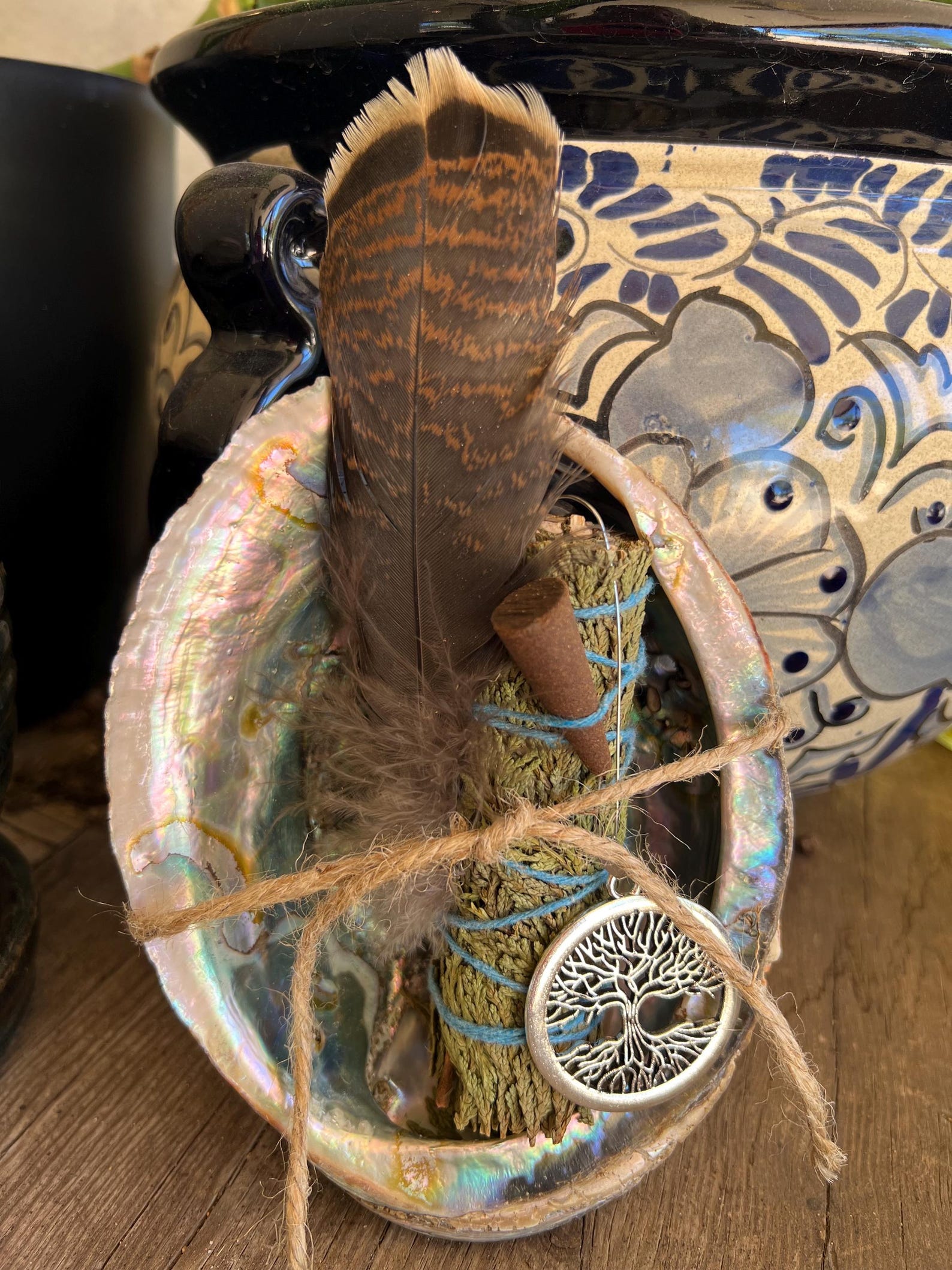 Cedar Smudge Kit With Cedar Stick, Large Abalone Shell, Frankinsense ...