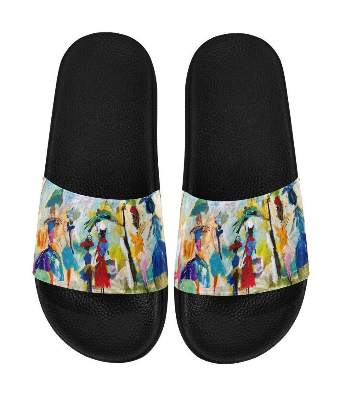 Sandals Artistic Unique Print Gift for Herwomen's Slide Sandals Flip ...