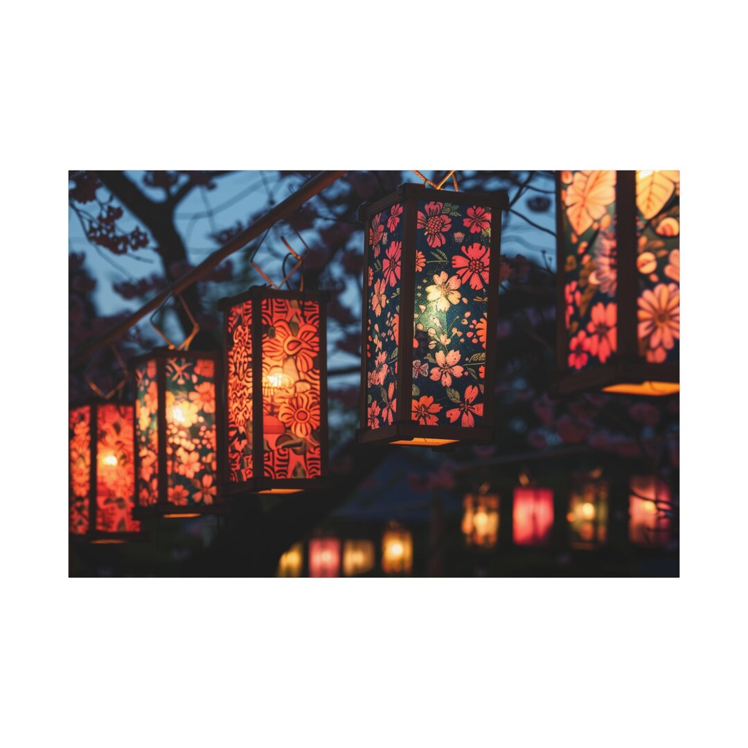 Floral Pattern Japanese Shoji Lanterns: Floral Lantern Canvas Art ...