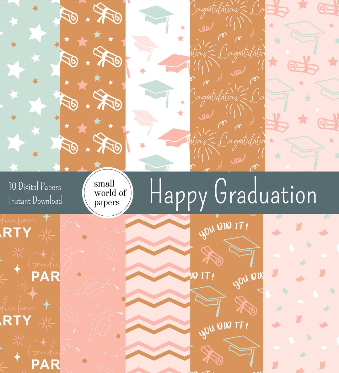 10 Happy Graduation Seamless Digital Papers, Scrapbook Paper ...