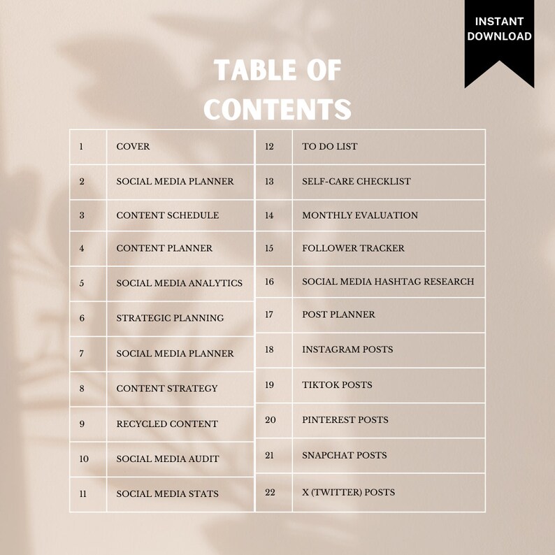 Social Media Planner | Digital Printable Content Creation Planner ...