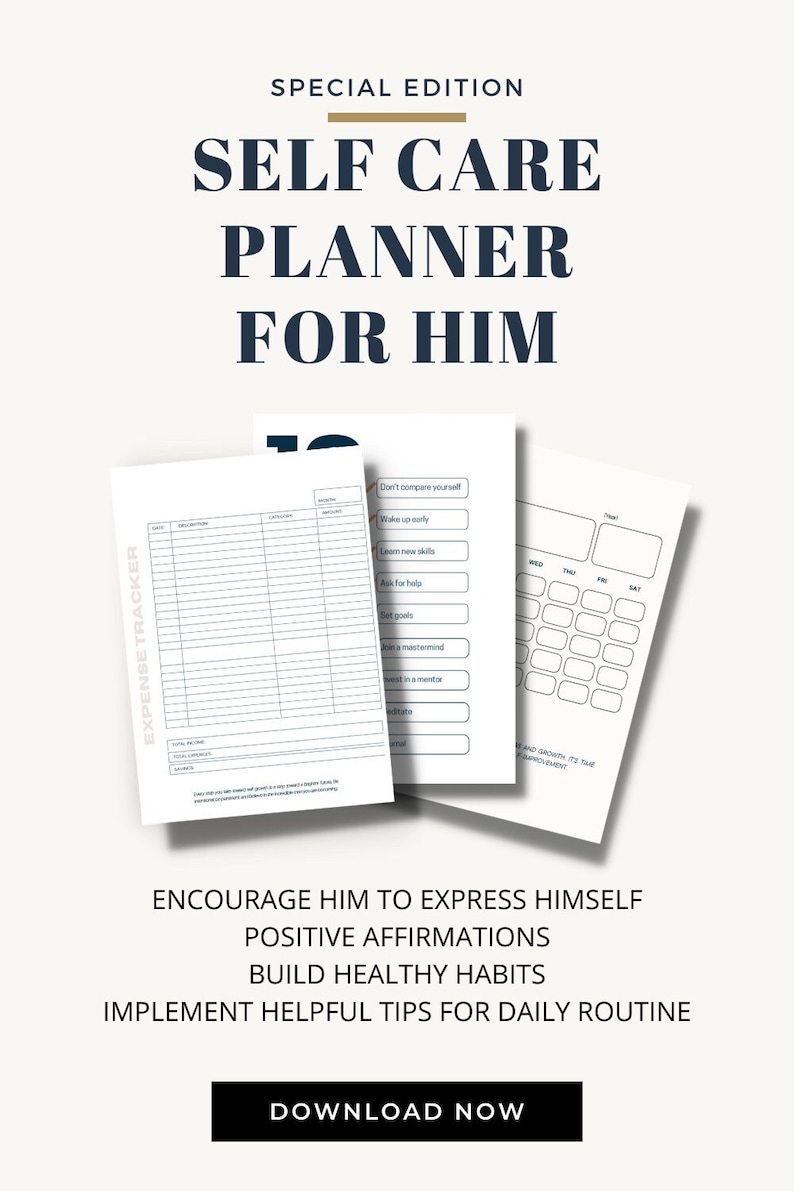 Self-care Planner for Men | Wellness Journal | Fitness, Meal, and ...