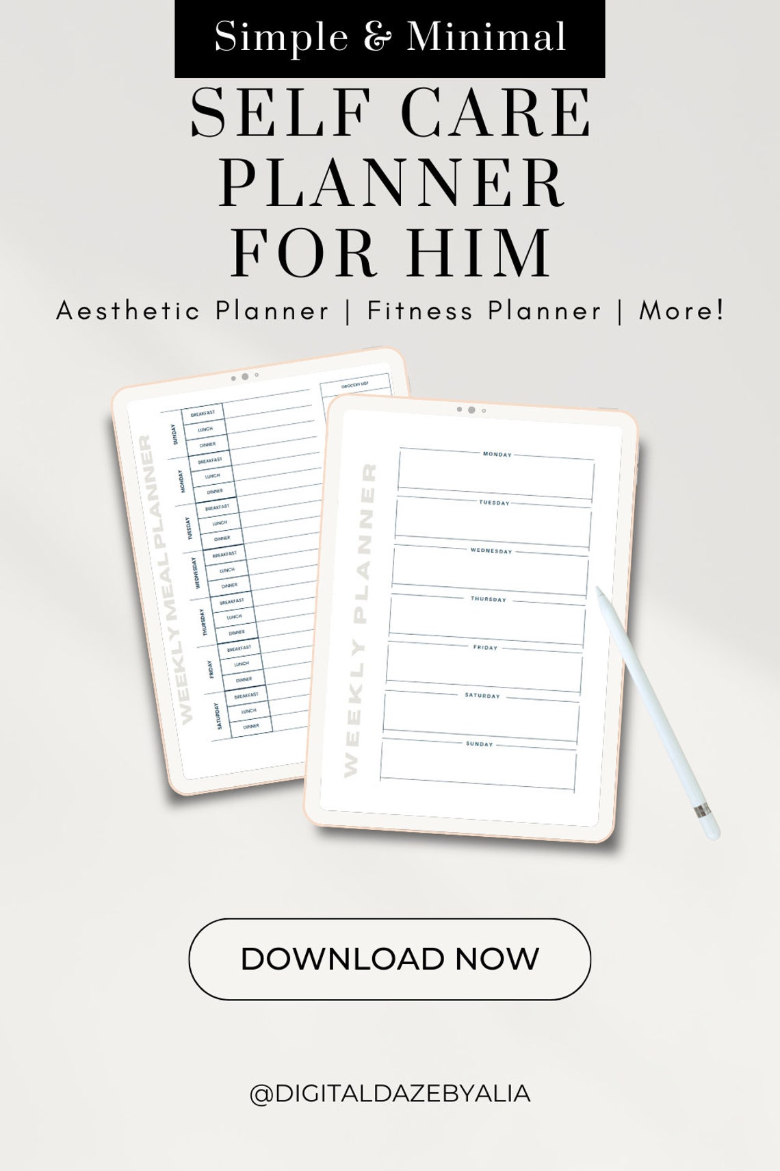 Self-care Planner for Men | Wellness Journal | Fitness, Meal, and ...