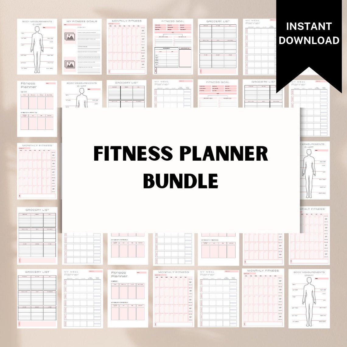 Printable Health and Fitness Planner Bundle | Digital Fitness Planner ...