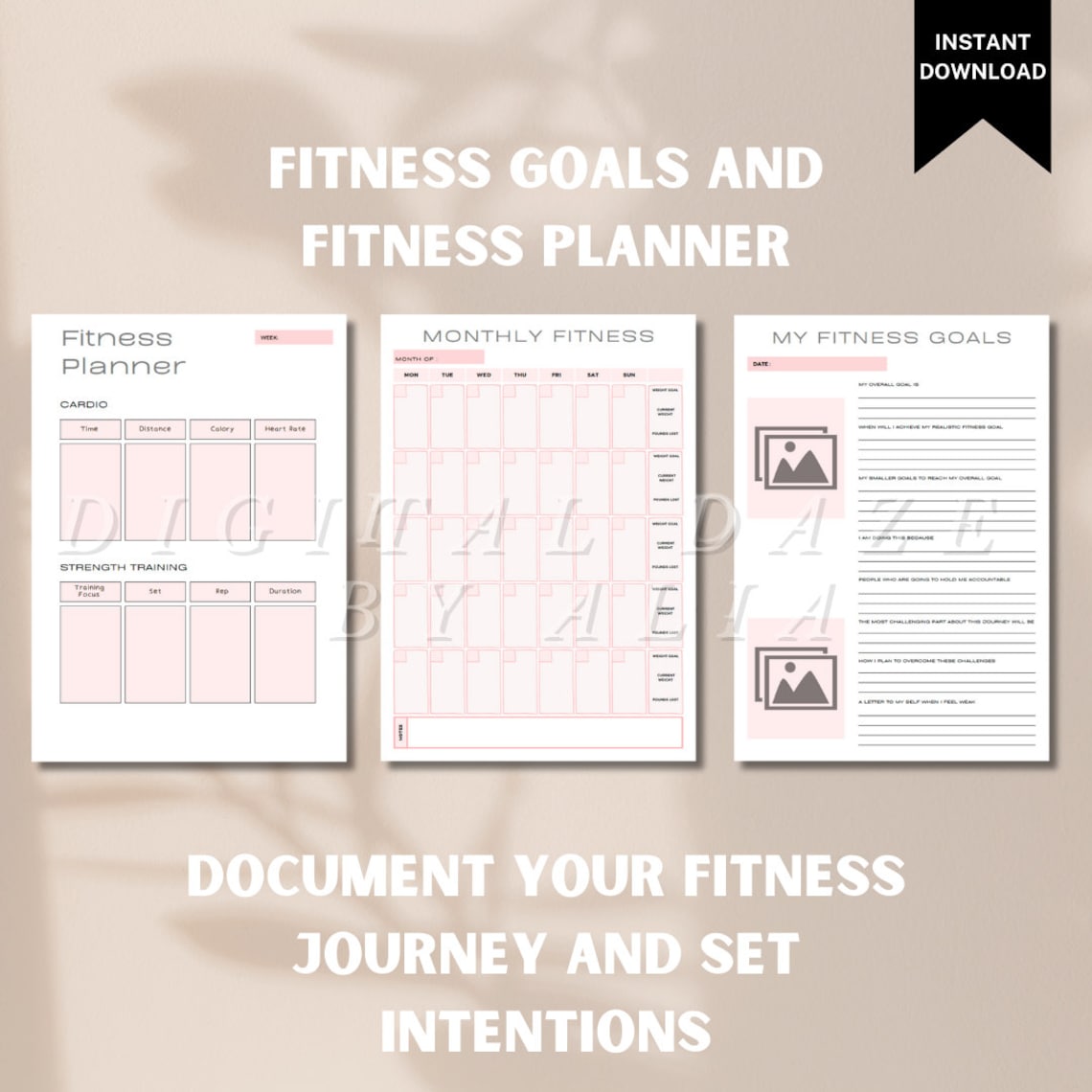 Printable Health and Fitness Planner Bundle | Digital Fitness Planner ...