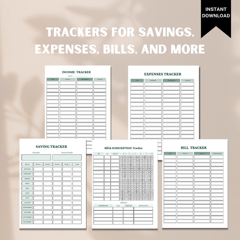 Financial Planner | Digital Printable Budget Expense Tracker - Etsy