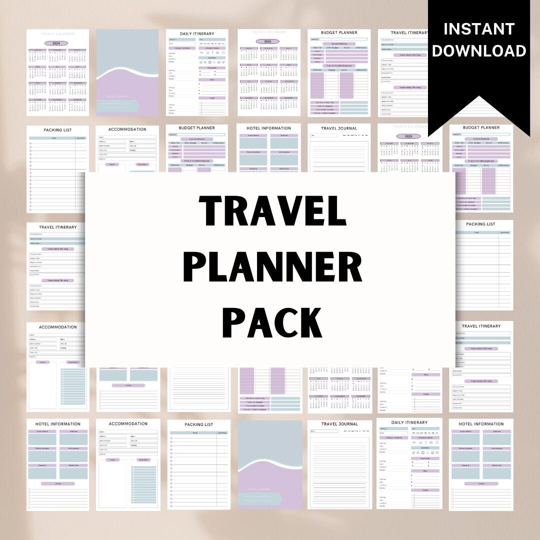 Digital Travel Planner Pack | Printable Travel & Itinerary Organizer ...