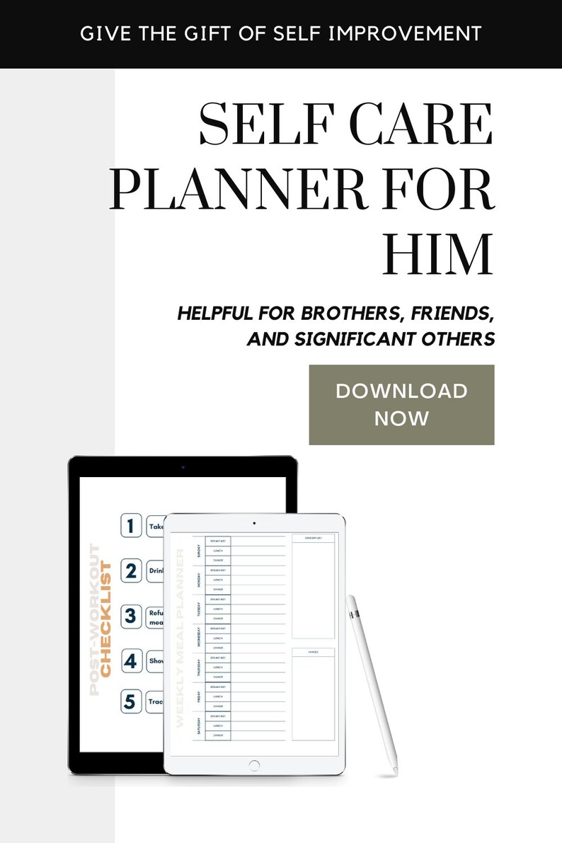 Self-care Planner for Men | Wellness Journal | Fitness, Meal, and ...