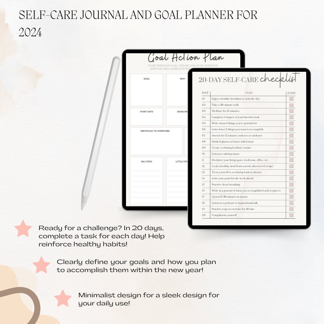 Self Care Journal | Digital Printable Self Care Planner - Etsy