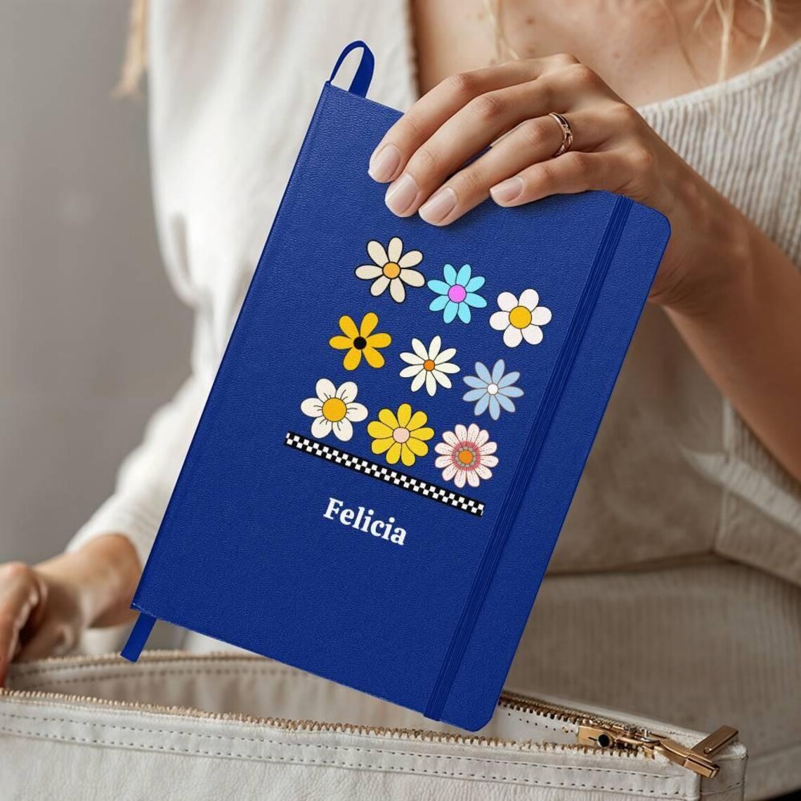 Personalized Retro Daisy Journal With Custom Name Vibrant Floral ...
