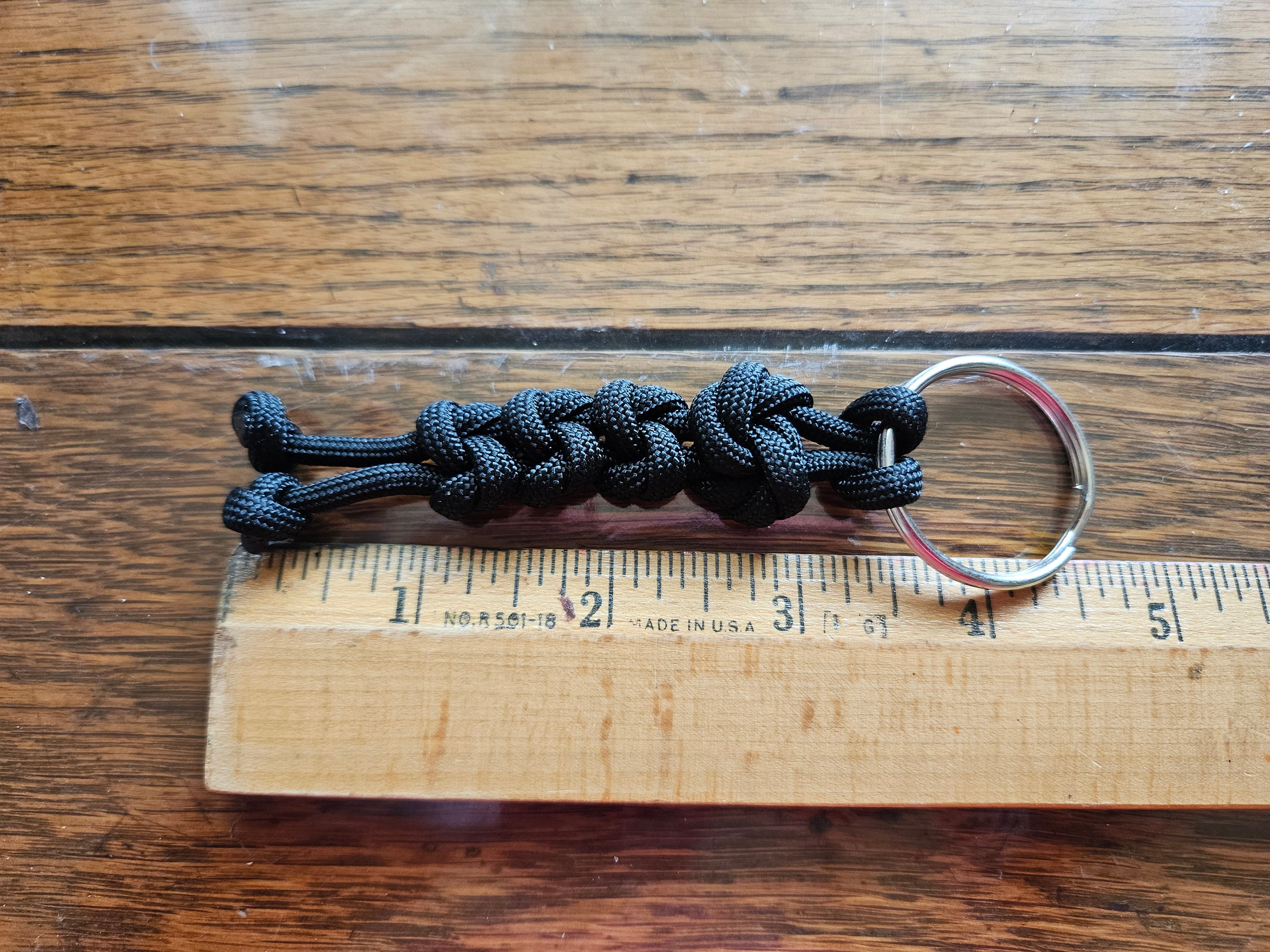 Black Paracord Keychain With Split Ring, Macrame Paracord Zipper Pull ...