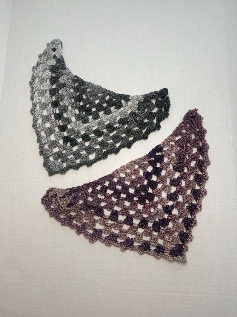 Colorful Gradient Crocheted Bandana With Picot-edge - Etsy