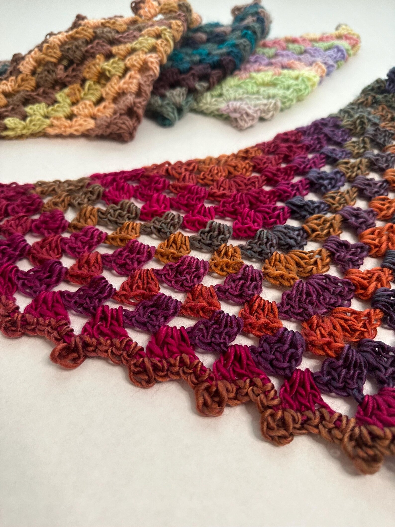 Colorful Gradient Crocheted Bandana With Picot-edge - Etsy