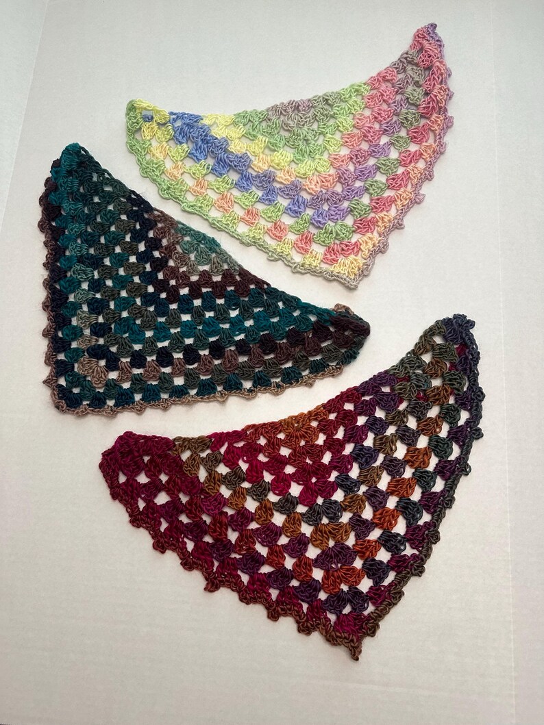 Colorful Gradient Crocheted Bandana With Picot-edge - Etsy