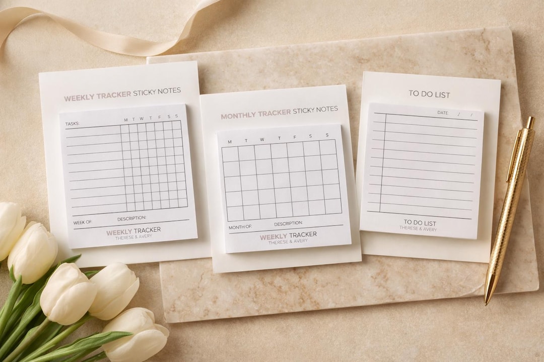 Square Tracker Sticky Notes: To-do, Weekly, Monthly (3.5 X 3.5 In) - Etsy