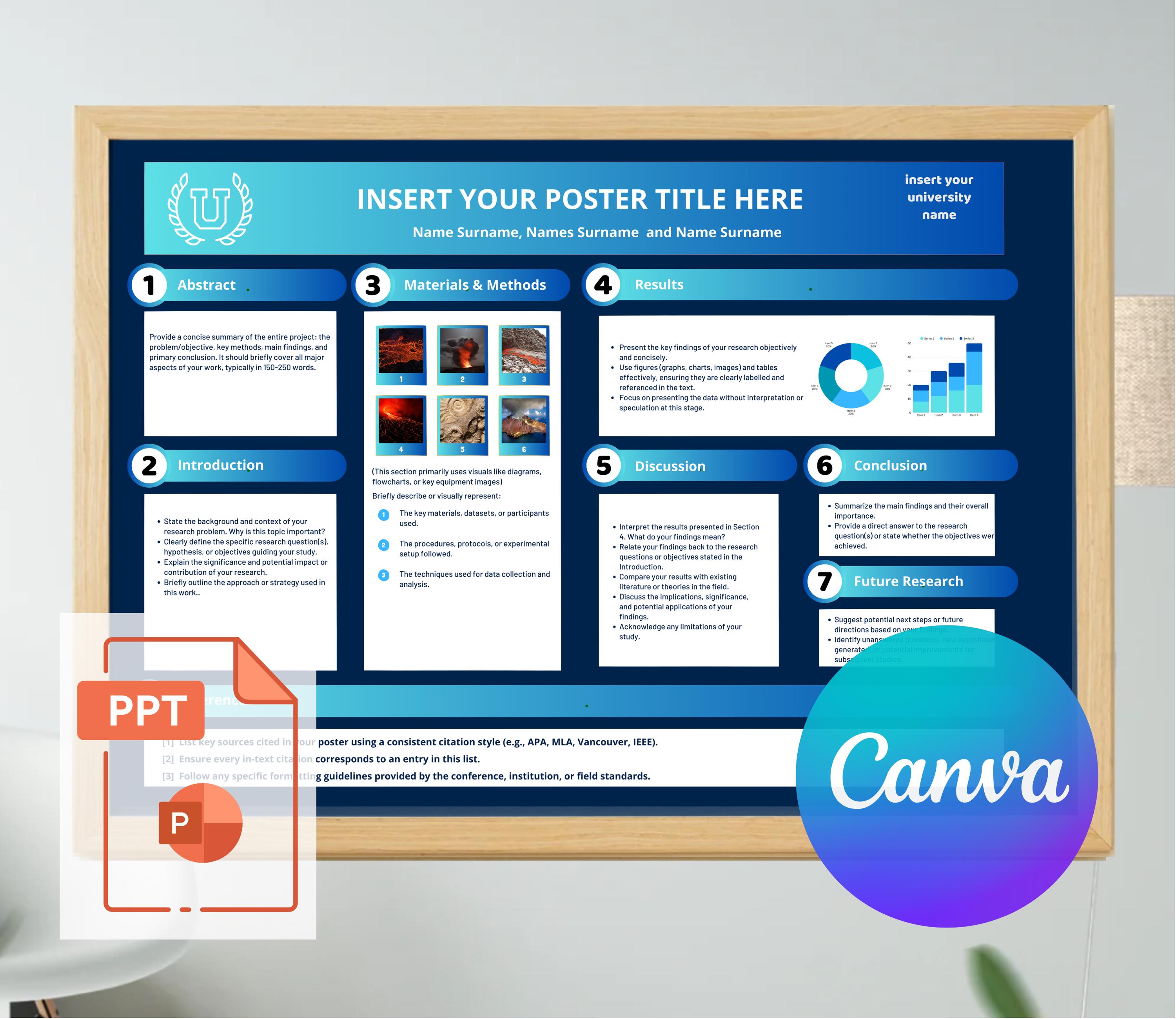 Easy Edit Scientific Poster Template | Pro Design for Powerpoint and ...