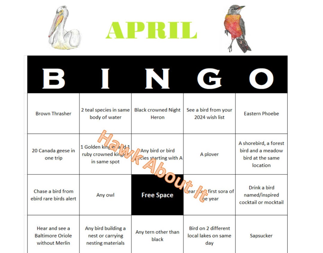 DIGITAL FILE: April Birding Bingo V1 - Etsy
