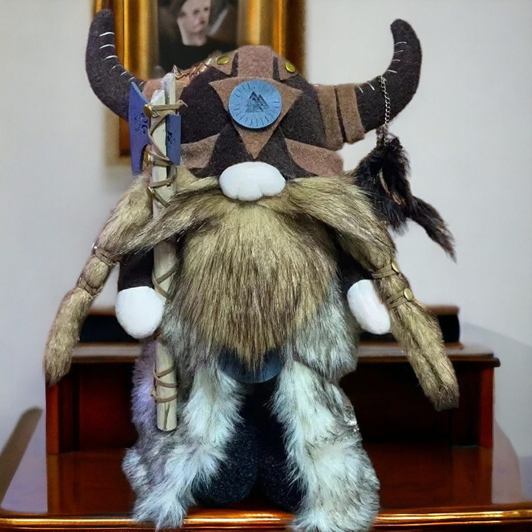Brown Viking Gnome With Axe, Gnome With Beard, Warrior Gnome, Viking ...