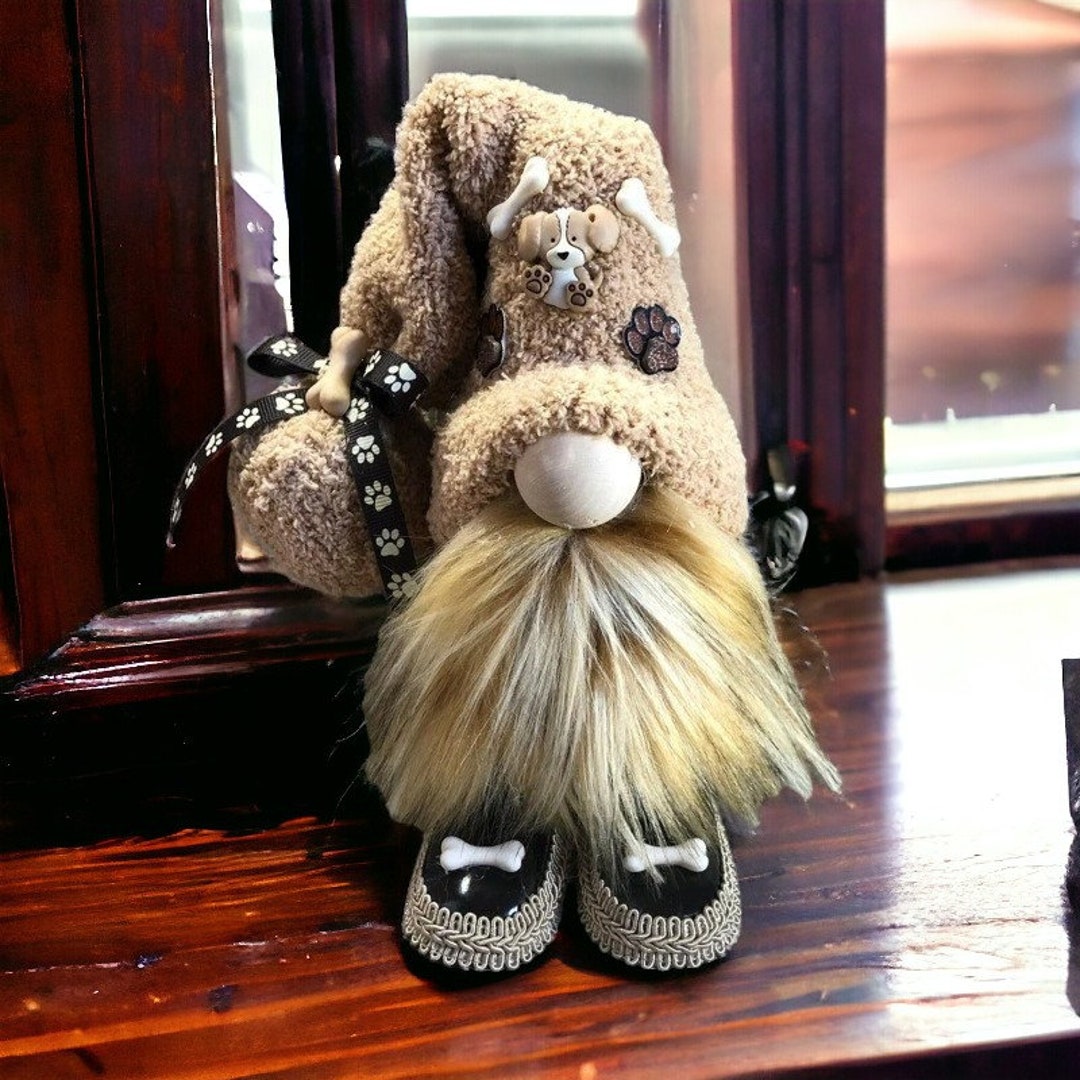 Adorable Dog Gnome, Brown Gnome, Cute Gnome With Dog Bones, Dog Lover ...
