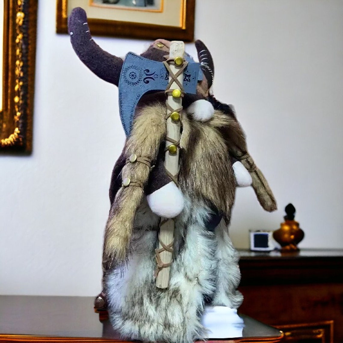 Brown Viking Gnome With Axe, Gnome With Beard, Warrior Gnome, Viking ...