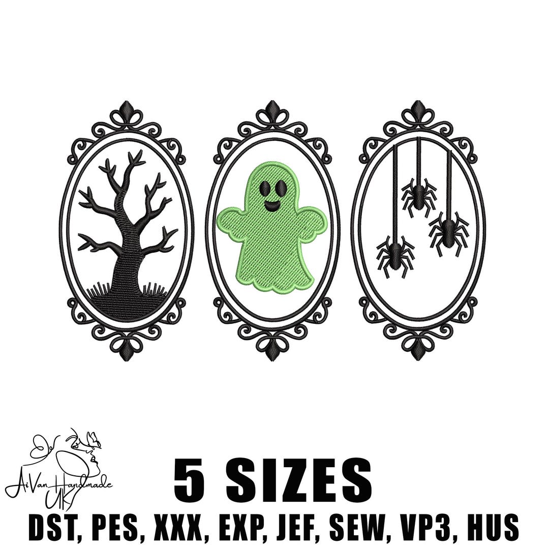 Halloween Frame Embroidery Design, Oval Portrait Frames Embroidery ...